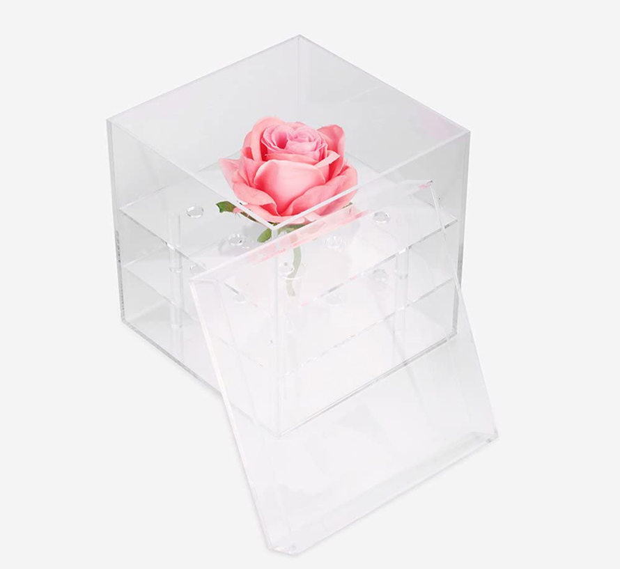Cheap Acrylic Rose Boxes, Wholesale Clear Plastic Gift Flower Boxes
